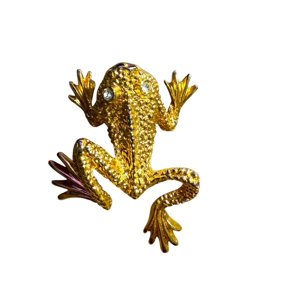 St. John | Jewelry | St John Gold Tone Crystal Frog Brooch Pin | Poshmark